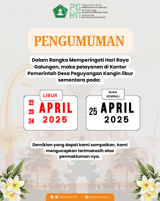 PELAYANAN DI TUTUP BERKENAAN DENGAN HARI RAYA GALUNGAN ...